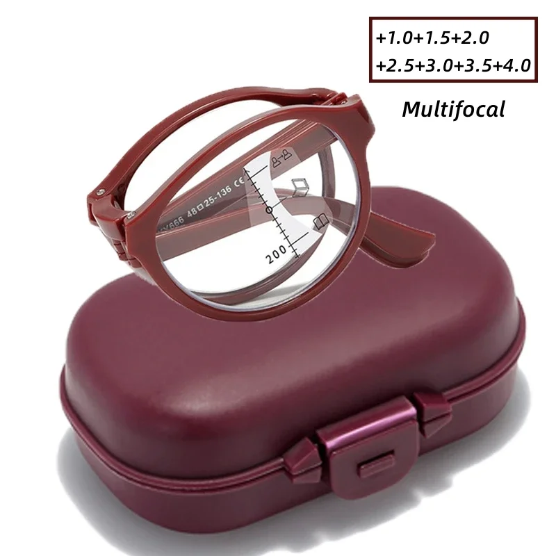 Folding Multifocal Reading Glasses Men Women Near Far HD Lens ...