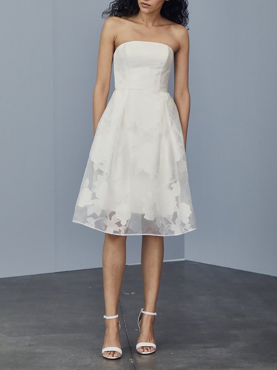 White strapless A-line dress