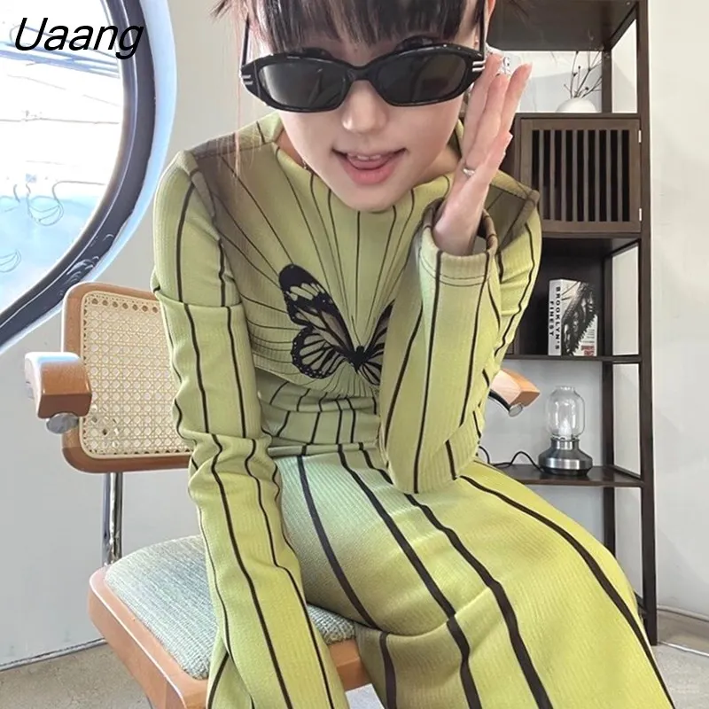 Uaang Y2k Aesthetics Dress Grunge Fairycoe Bodycon Dress Korean Fashion ...