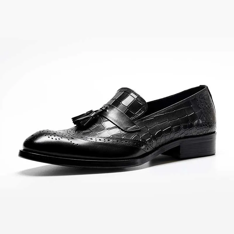 Mens Luxury Leather Loafers Shoes Wedding -Tassel & Wingtip