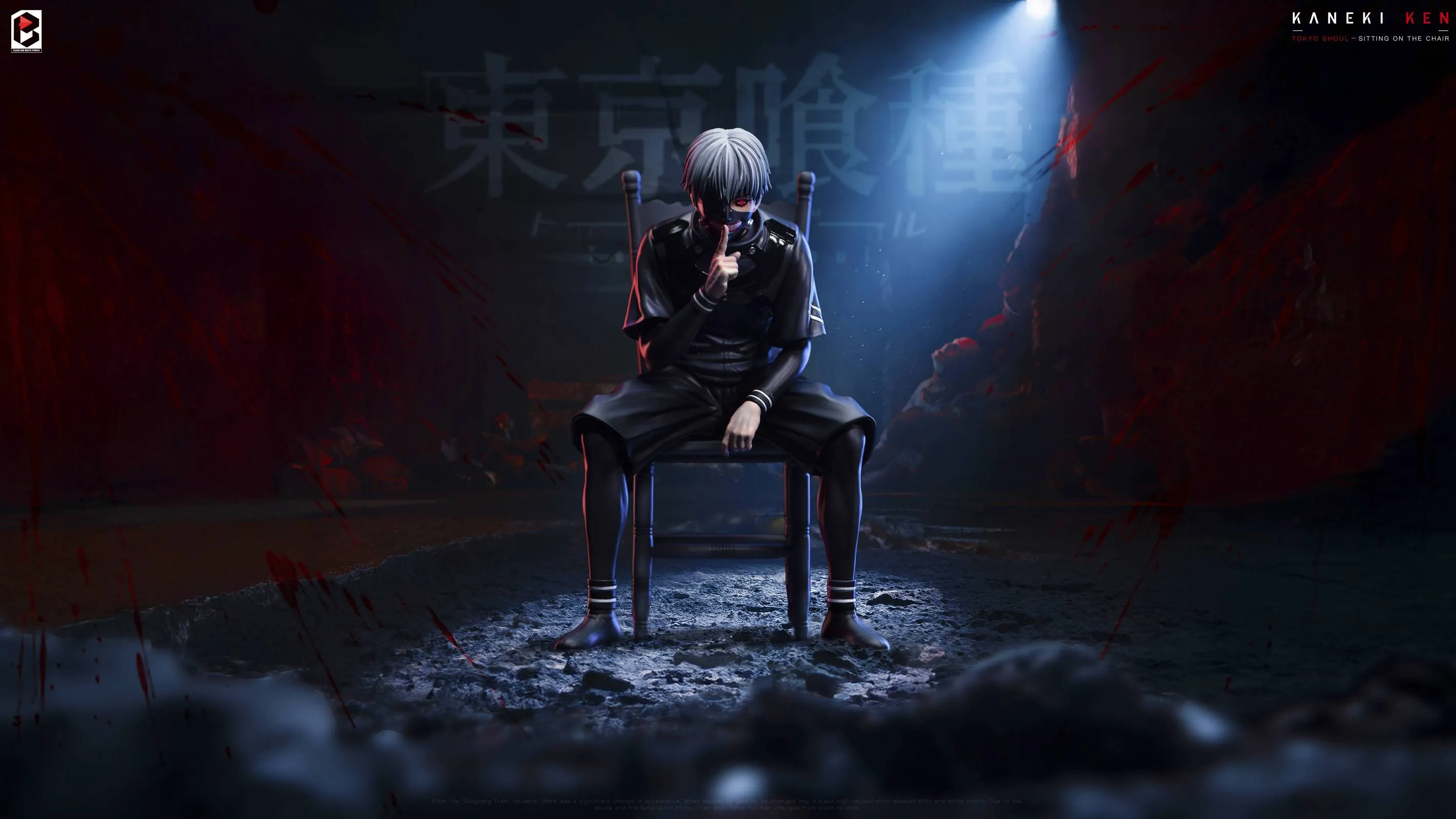 Sitting On Chair Ken Kaneki 2.0 - Tokyo Ghoul Resin Statue - Black And ...