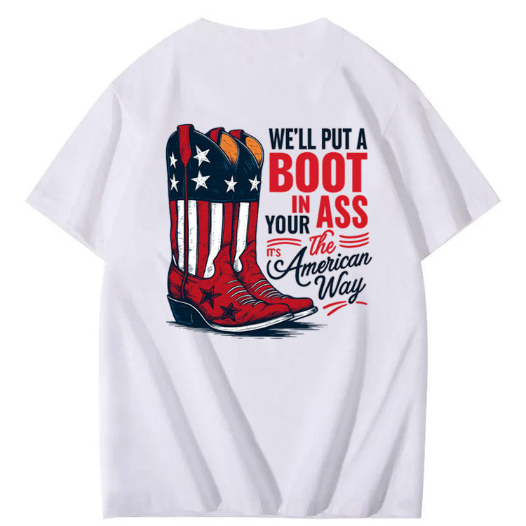 Put A Boot In Your Ass Pattern 100&Cotton Print T-Shirt