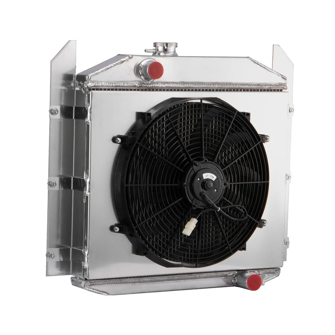 Alloyworks 4 Row Radiator with Shroud Fan For 1949-1952 Studebaker 2R11 ...