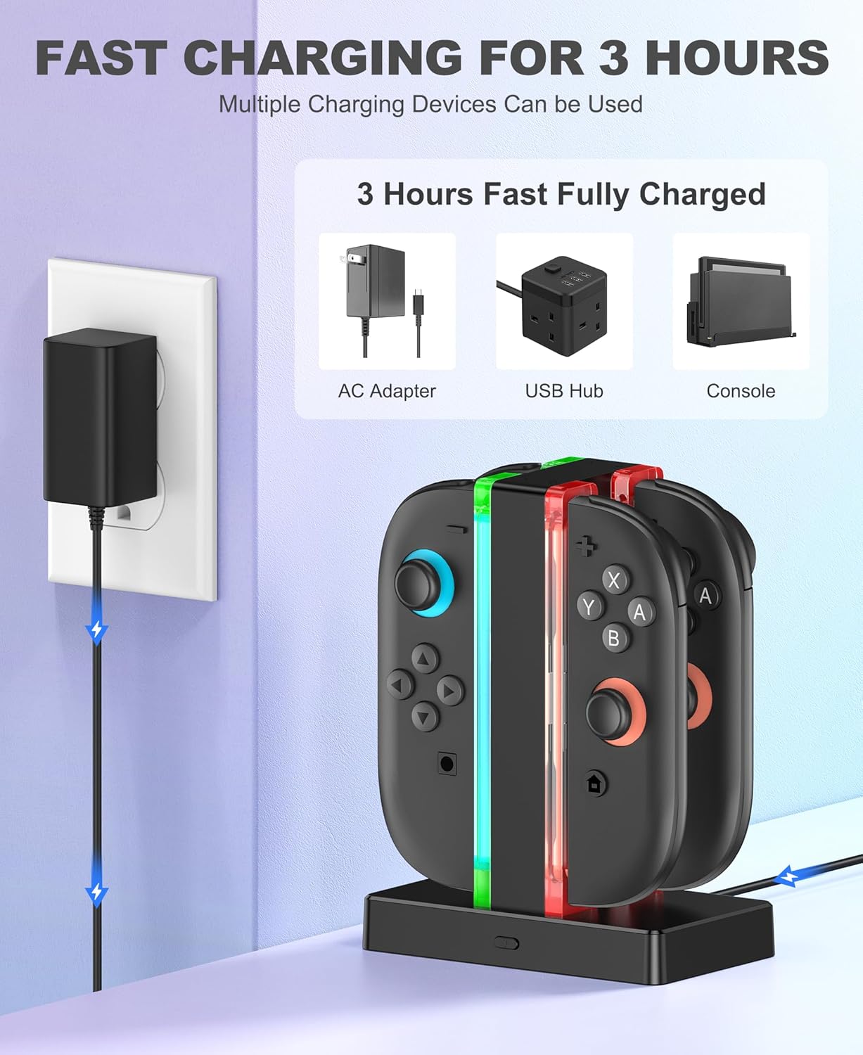 BEBONCOOL Charge Station For Switch 2 Joycon Charging Stand Charging ...
