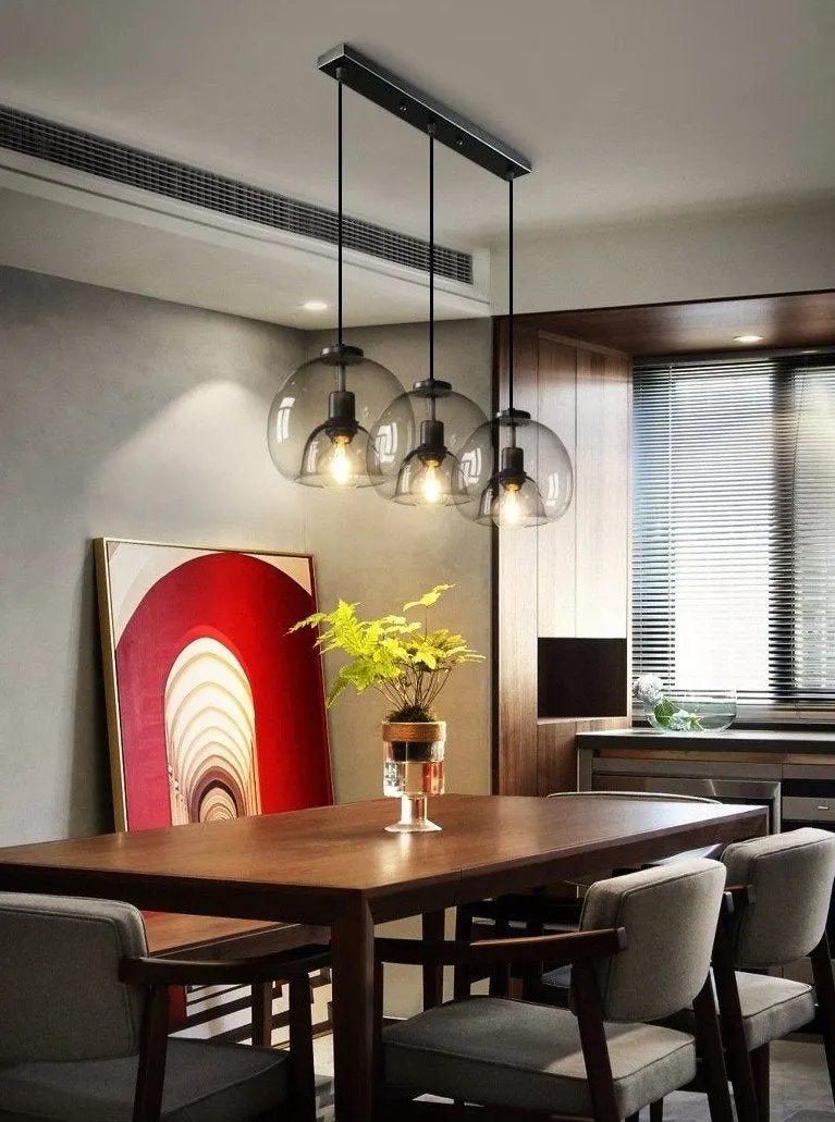 Nordic Glass Chandeliers Three-headed Combination Lamps
