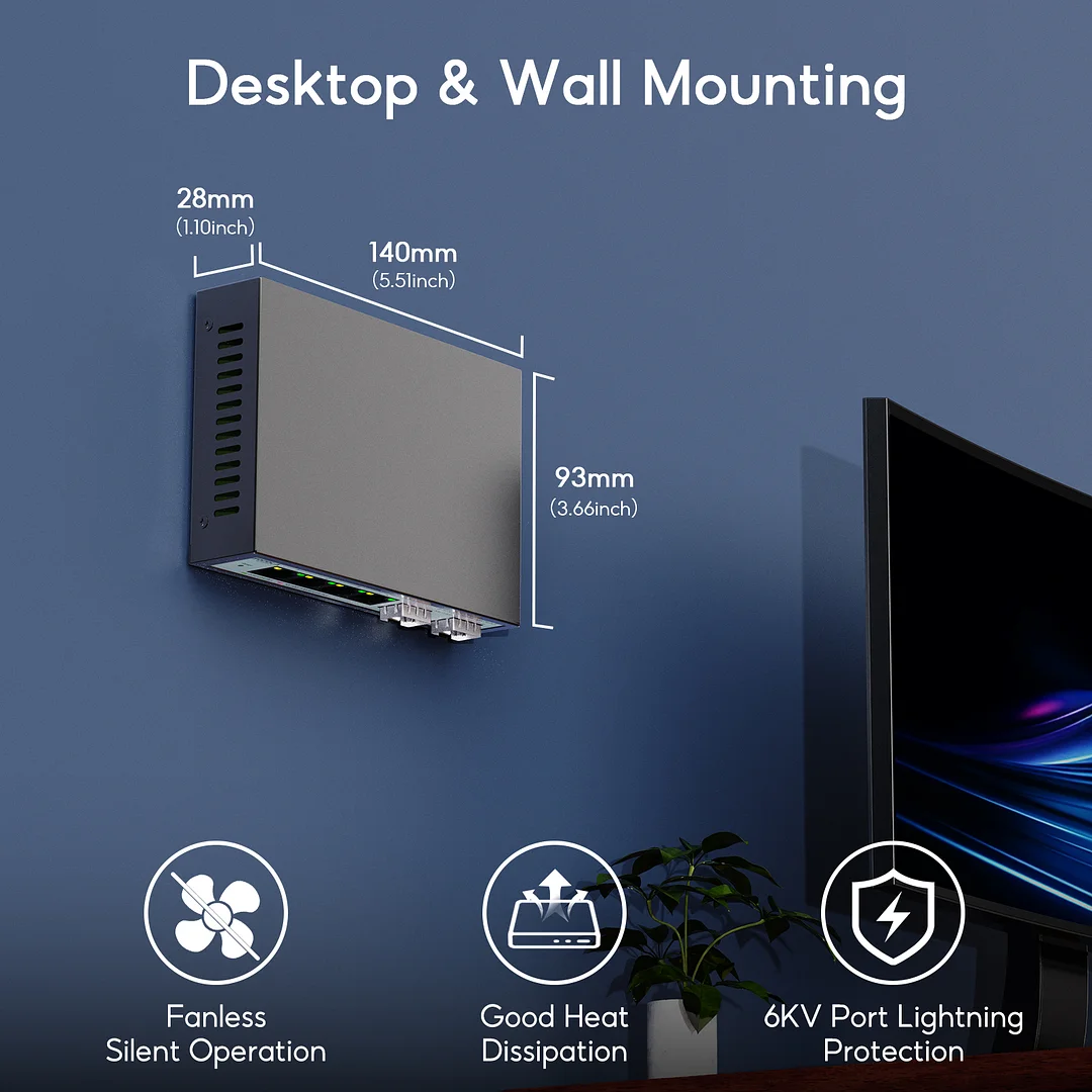 SODOLA 6 Port 2.5G Easy Web Managed Switch, 4 x 2.5G Base-T Ports, 2 x ...