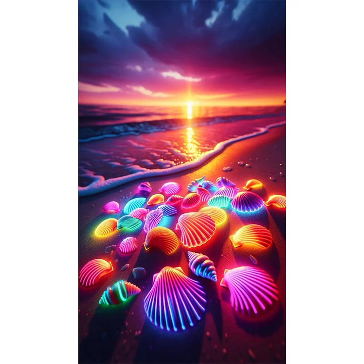 Colorful Fluorescent Shells (velvet cloth) AB drill full round/square ...