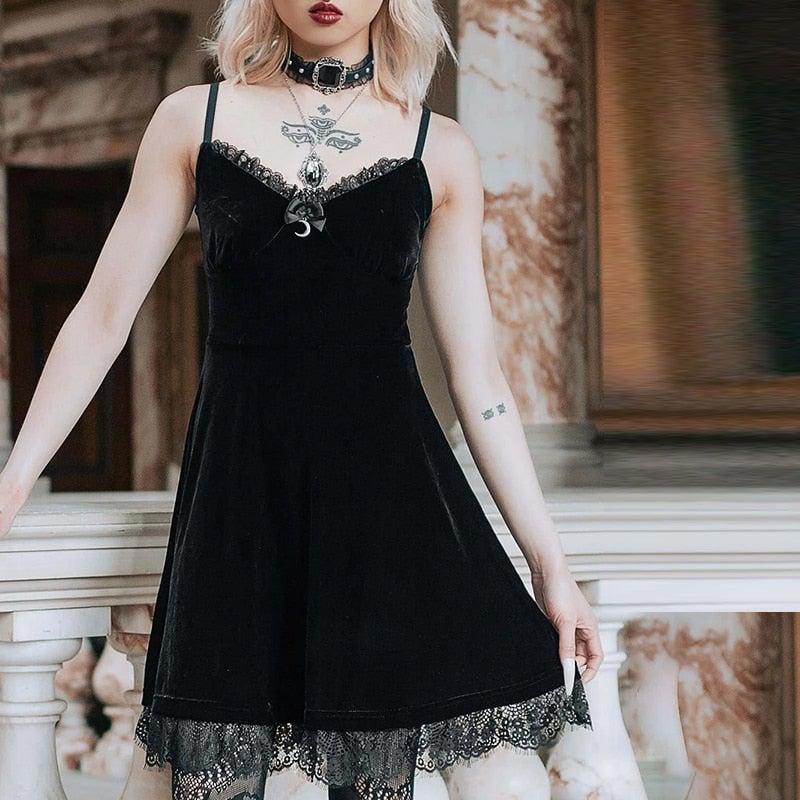 GOTHIC RETRO STYLE HIGH WAIST A-LINE MINI DRESS