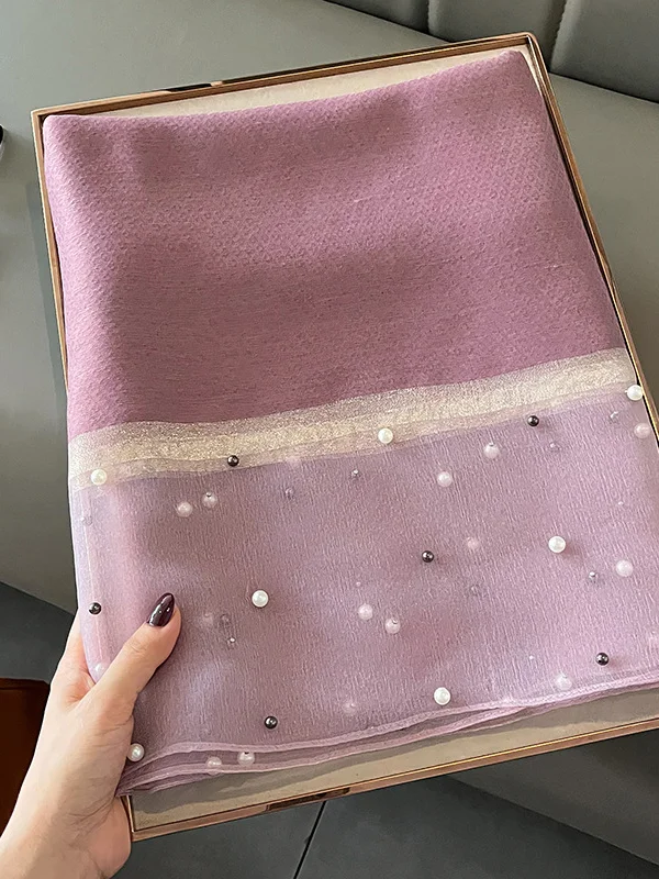 Sun-Protection Beaded Sheer Shawl & Scarf: Stylish UV Defense