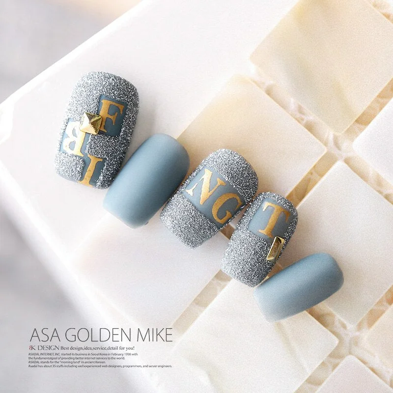 1 sheet Golden Stamping Alphabet Nail Art 3D Stickers Black Letters ...