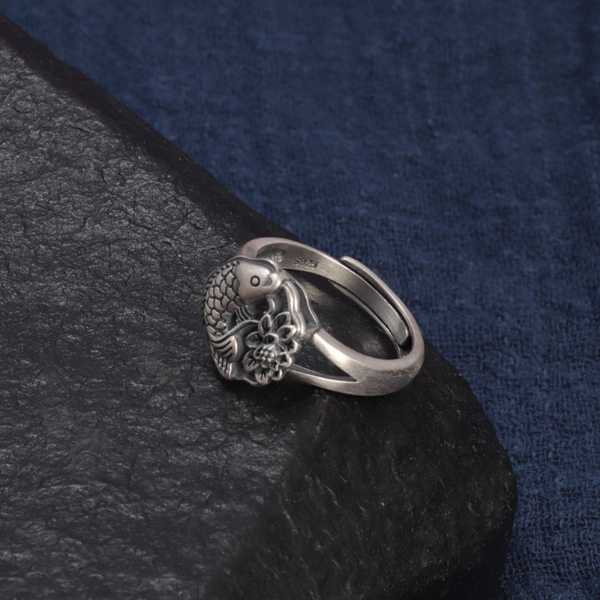 Sterling Silver Vintage Good Luck Carp Ring
