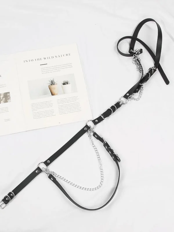 Goth Style Buckles PU Waist Chain Punk Belt