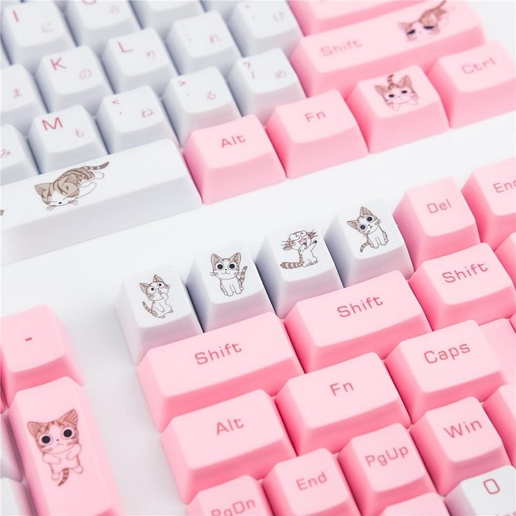 Pink Kitty Kat Keycap Set