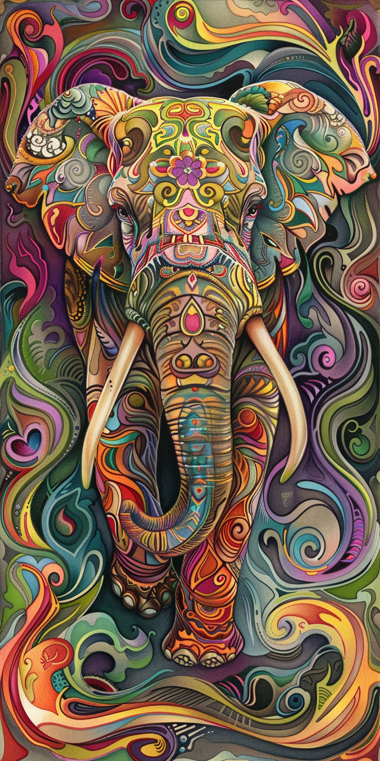 Heavy Color Painting Elephant (velvet cloth) AB drill full round/square ...