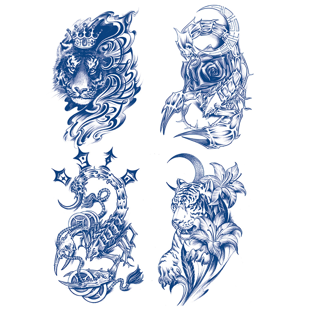4 Sheet Scorpio Tiger Extra Large Semi-Permanent Tattoo