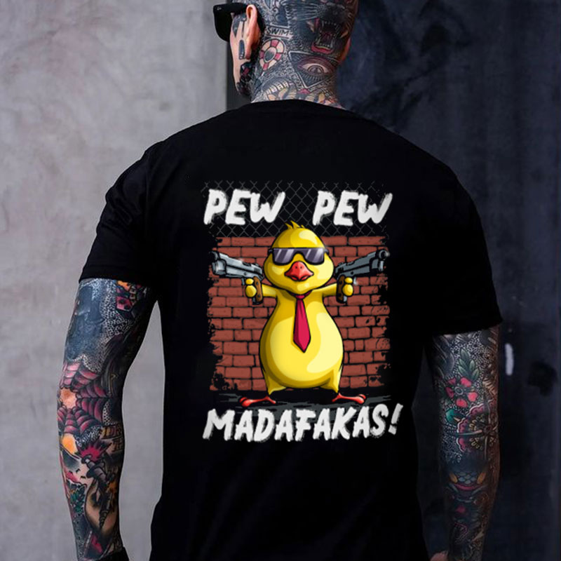 PEW PEW MADAFAKAS Duck Black Print T-shirt