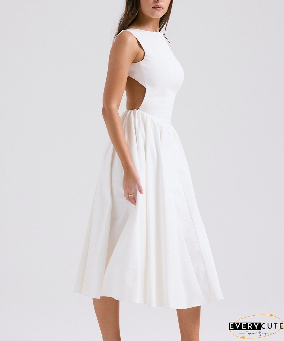 Pure White Backless Party Dress