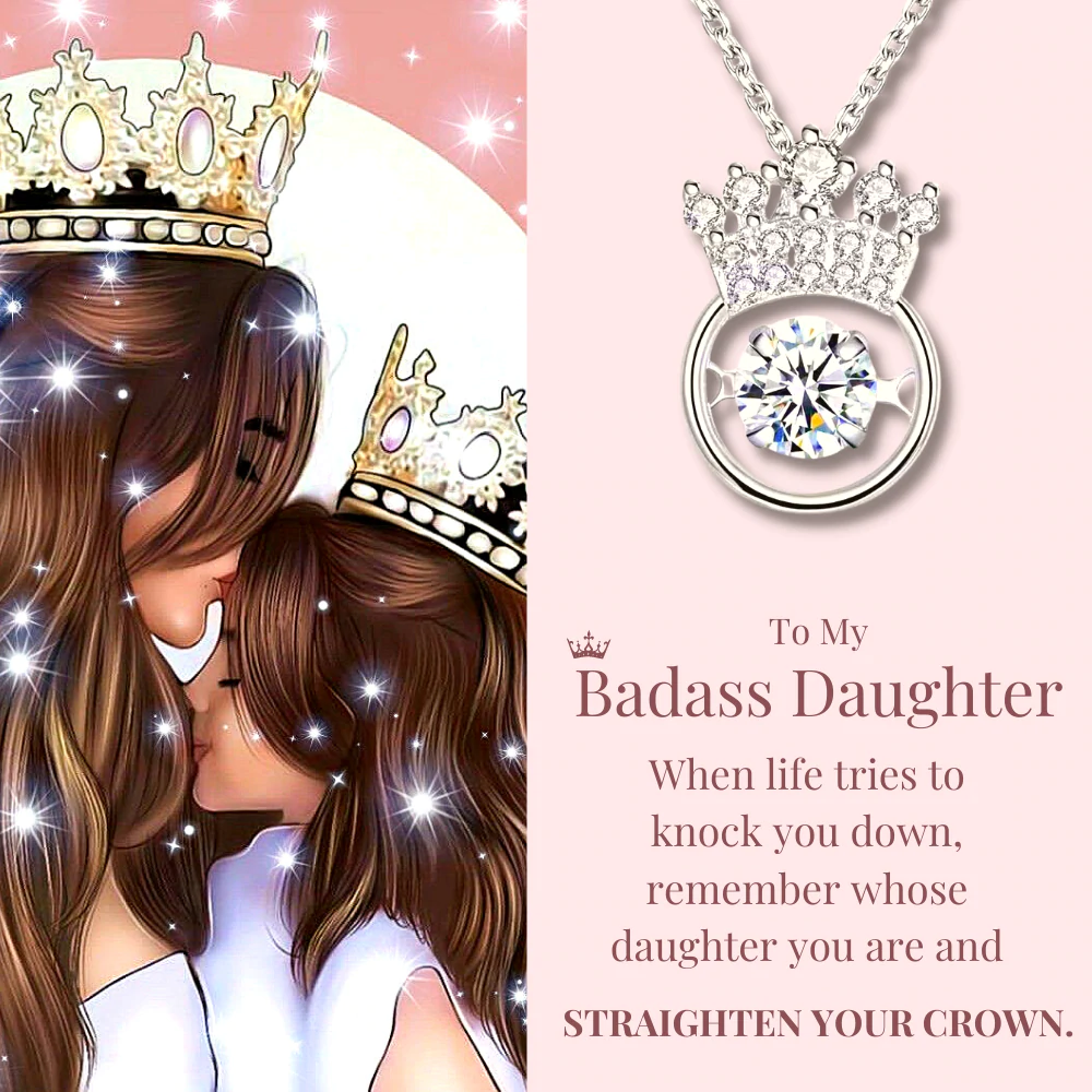 To My Badass Daughter Crown Necklace "I Will Always Be There for You"
