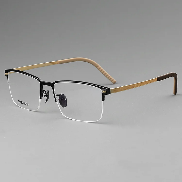 Square Pure Titanium Glasses Frames For Men Ultralight Half Eyeglasses ...