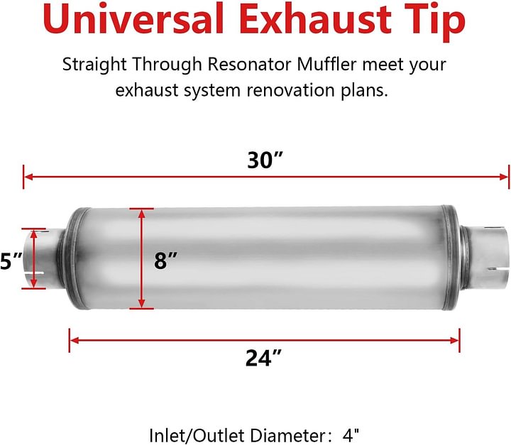 4" & 5" Inlet Diesel Exhaust Muffler, 4 & 5 Inch Inlet/Outlet Resonator ...