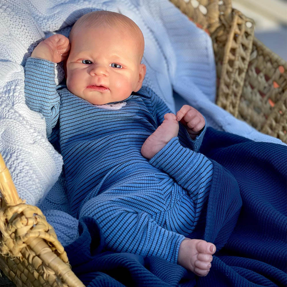 [NEW2022]17.5” Jameson Awake Reborn Boy Cloth Body Baby Doll Brown Hair ...