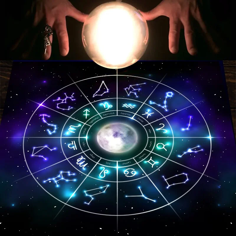 Nigikala constellations Tarot Tablecloth moon star black Altar Cloth ...
