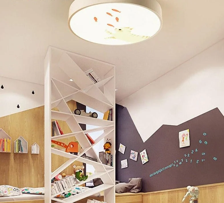 LED Ceiling Lamp Cartoon Kids Boy Girls' Room Round Multicolor 18W ...