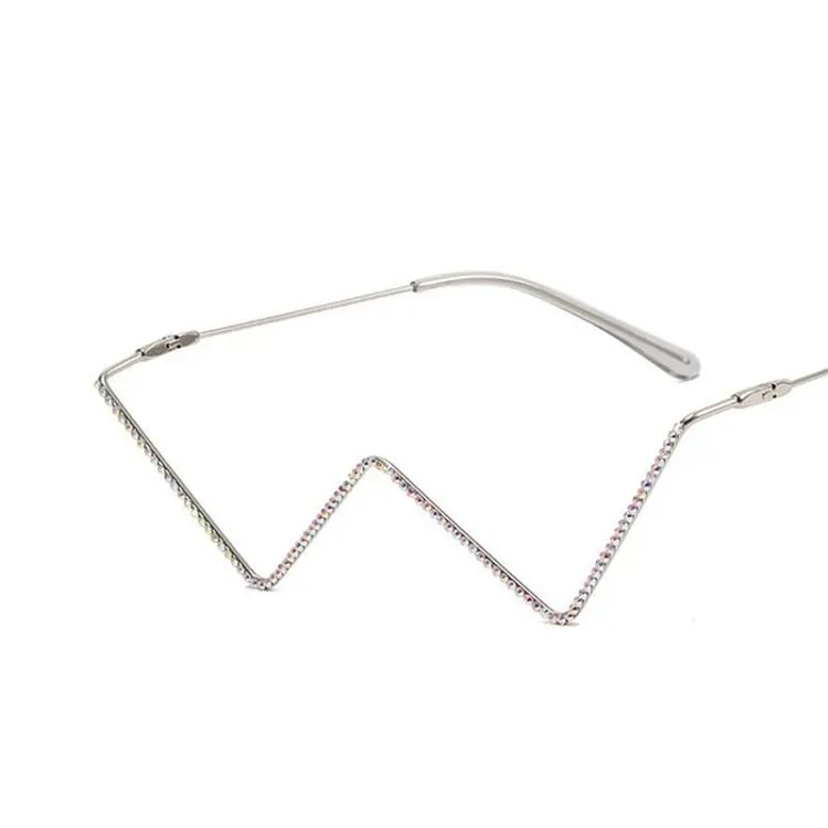 Vintage Diamond Decoration No Lens Half Metal Glasses Frames Woman ...