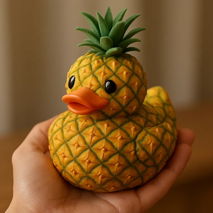 🍑🦆 Whimsical Fruit-Themed Duck Figurines