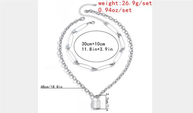 LOCK PIN DOUBLE LAYER NECKLACE
