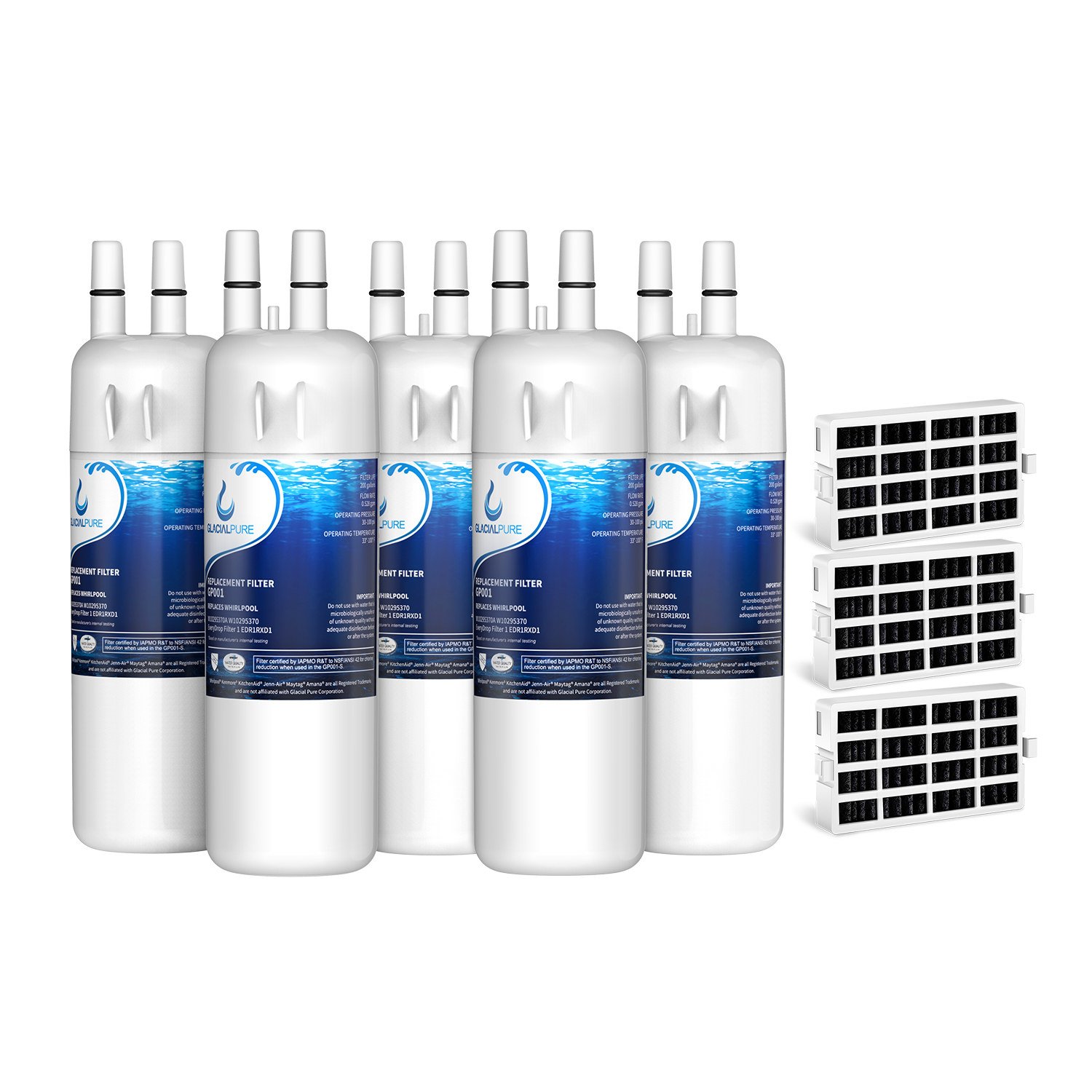 GlacialPure 5Pack Filter 1, EDR1RXD1, W10295370A with Air filter