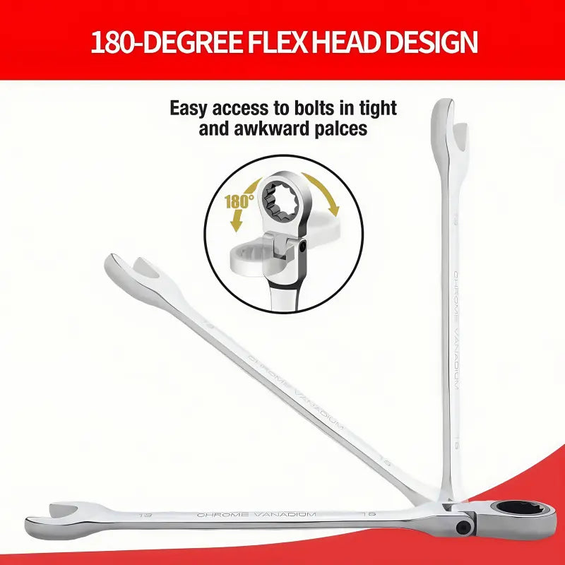 Saker® Flex Head Ratcheting Wrench Set 16pcs Durable Chrome Vanadium ...