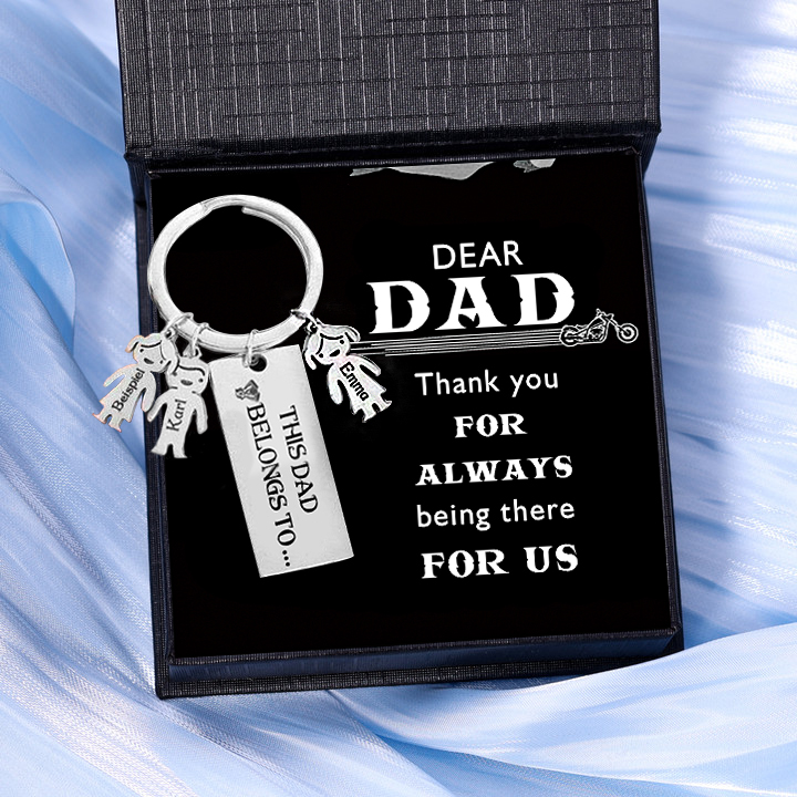 3 Names-Personalized 3 Children's Name Keychain-To My Dad-Gift Box Gift ...
