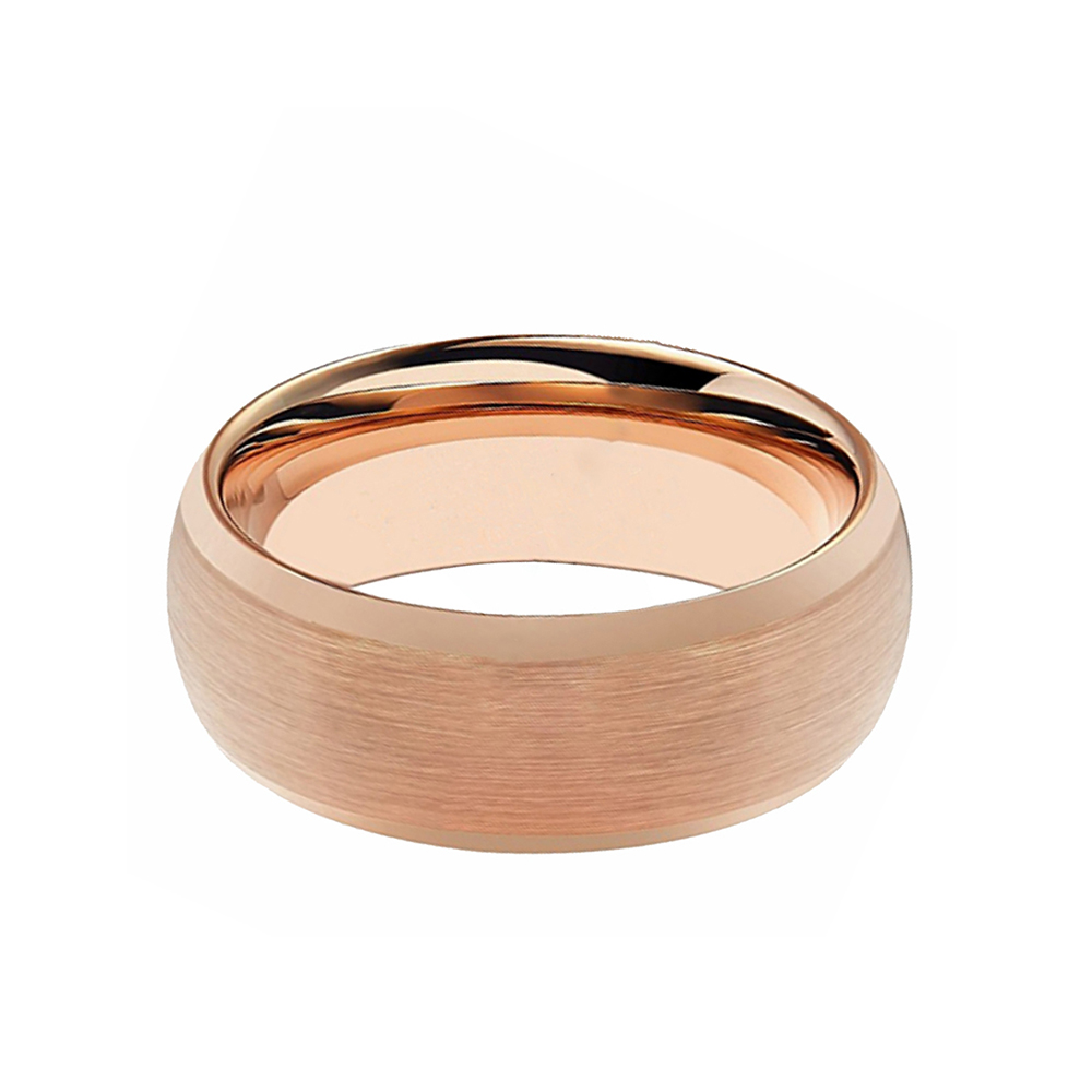 Couples Wedding Band Rose Gold Plated 8mm Brushed Center Tungsten Carbide Rings | Tungsten Rings ...