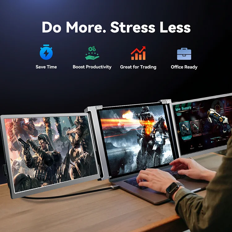 FOPO 15" Triple Monitor Extender S17 – Portable Hanging Laptop Screen ...