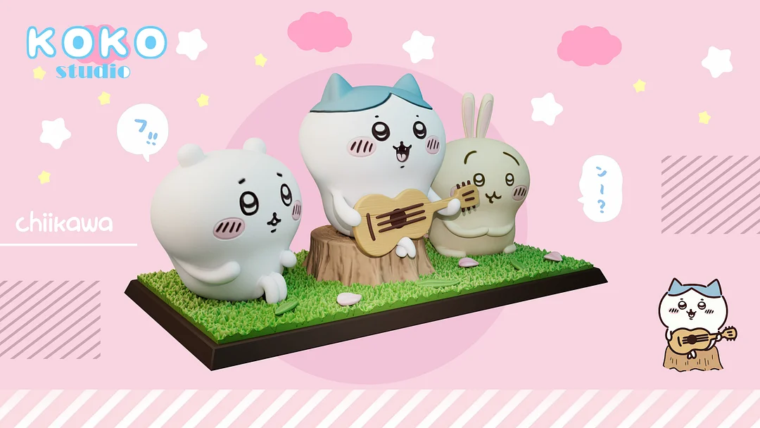 Chiikawa & Chiikawa Rakko & Chiikawa Hachiware - Chiikawa Statue - KoKo ...