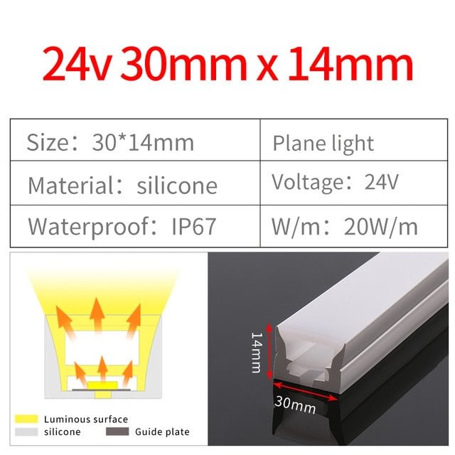 12/24v Flexible Waterproof Silicone LED Light Strip Silica Gel Soft ...