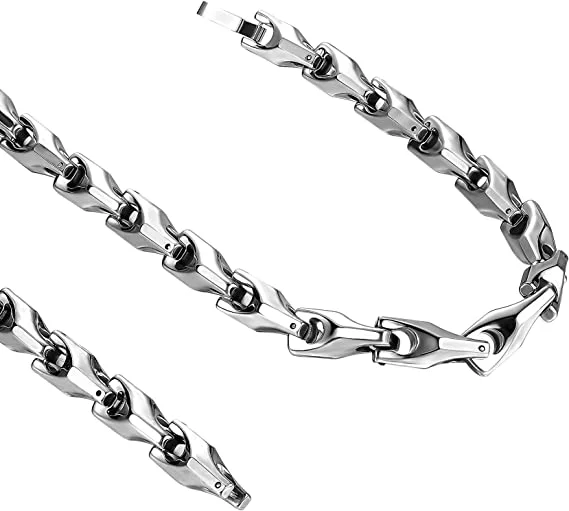 Men's Tungsten Silver Toned Link Chain Necklace