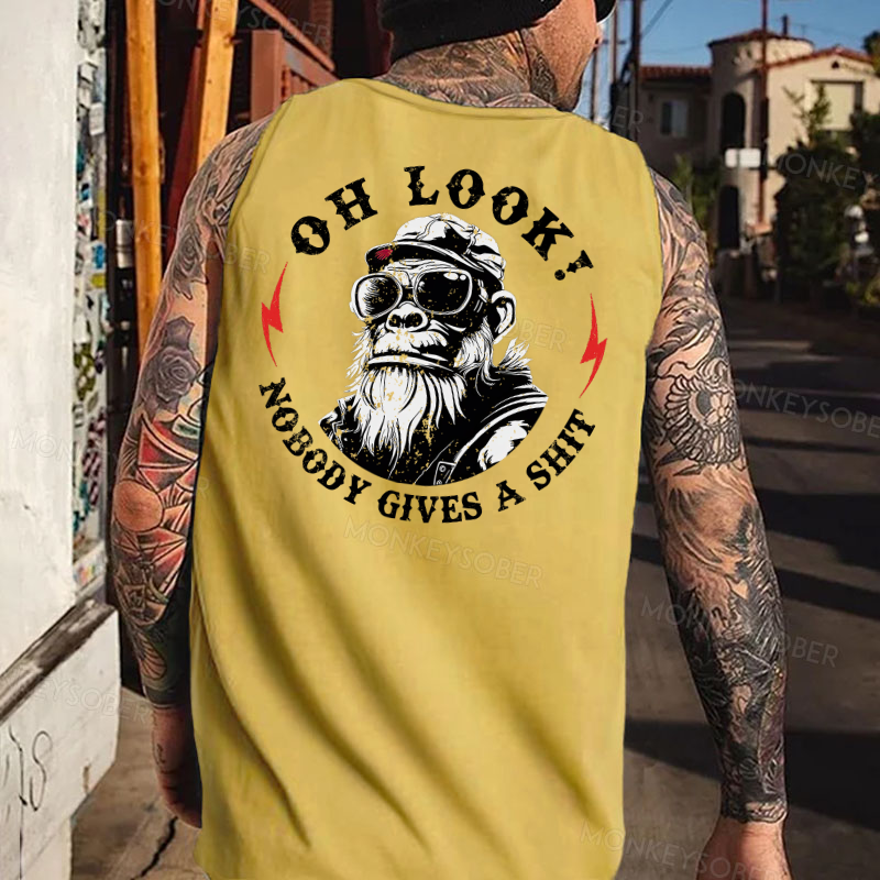 Oh Look! Nobody Gives A Shit Funny Monkey Tank Top