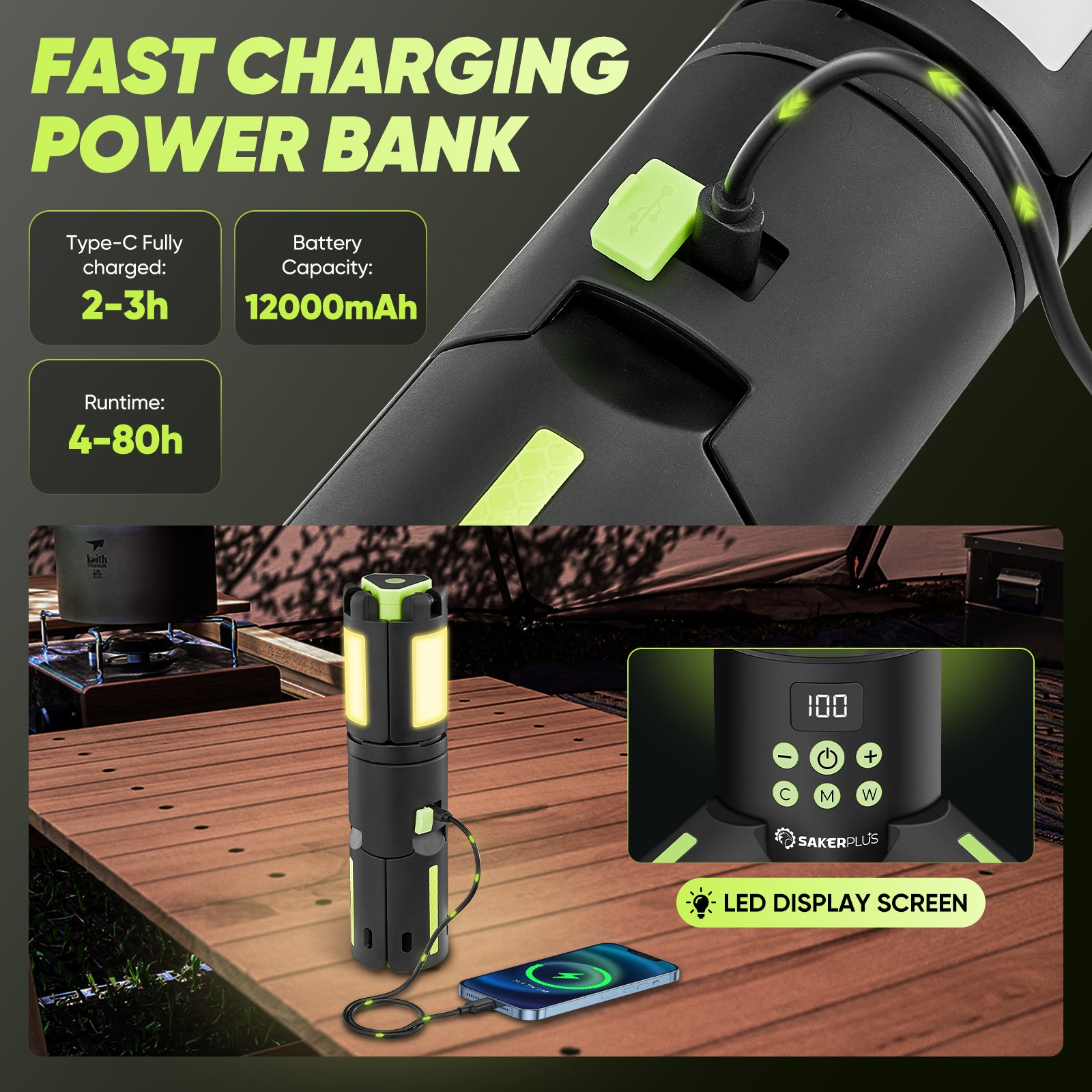 Saker Telescopic Camping Lights with Stand