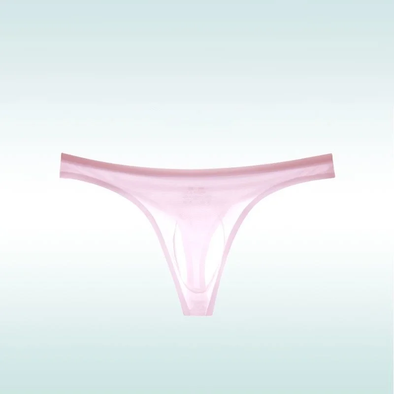 Men's Ultra-Thin Ice Silk Sexy Transparent Thong