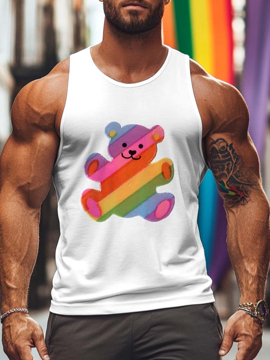 Men's LGBTQ Pride Rainbow Bear Tank Top