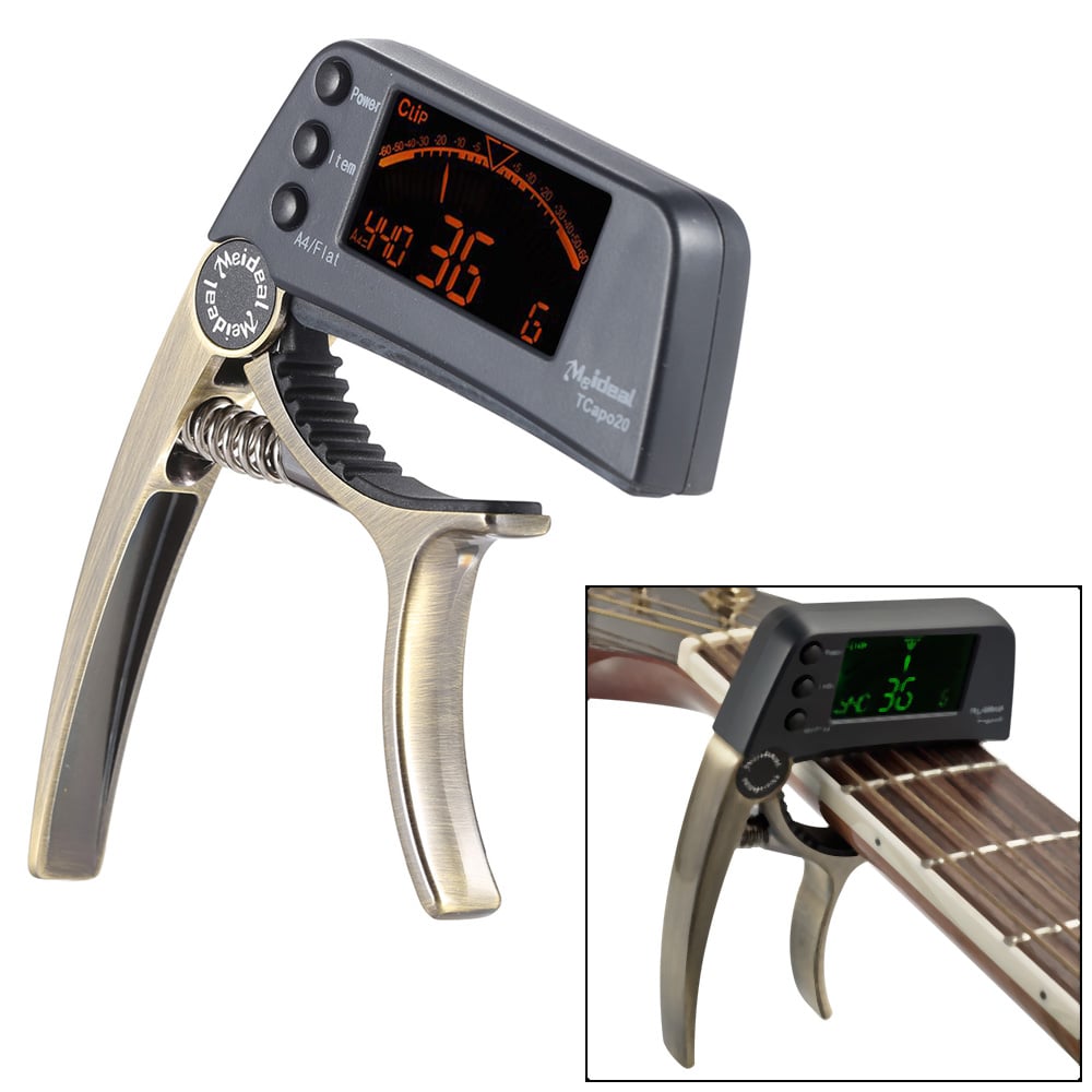 DUAL-USE GUITAR CAPO TUNER WITH LCD DISPLAY
