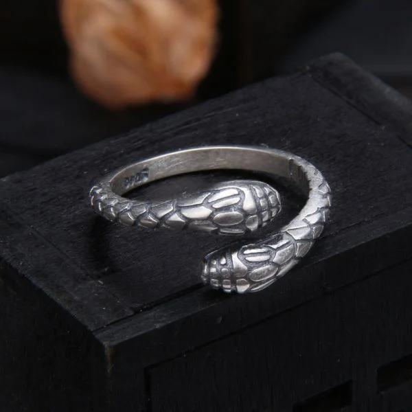 Sterling Silver Two-headed Snake Guardian Ring