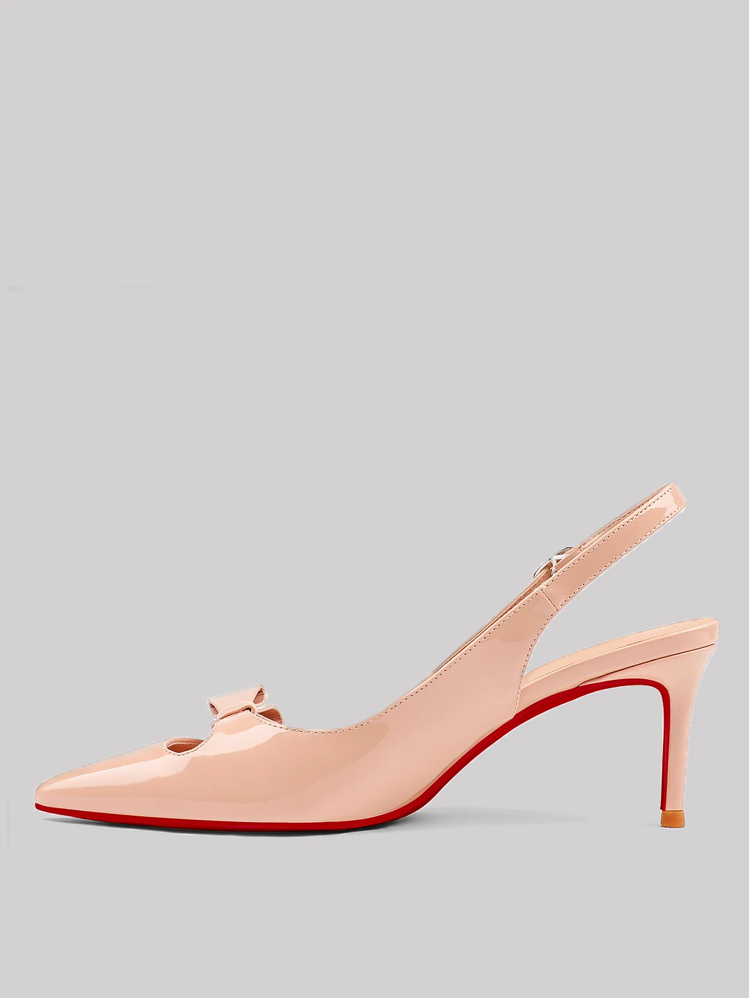 65mm Women's pointed Toe Kitten Heel Slingback Pumps Red Bottom Patent ...