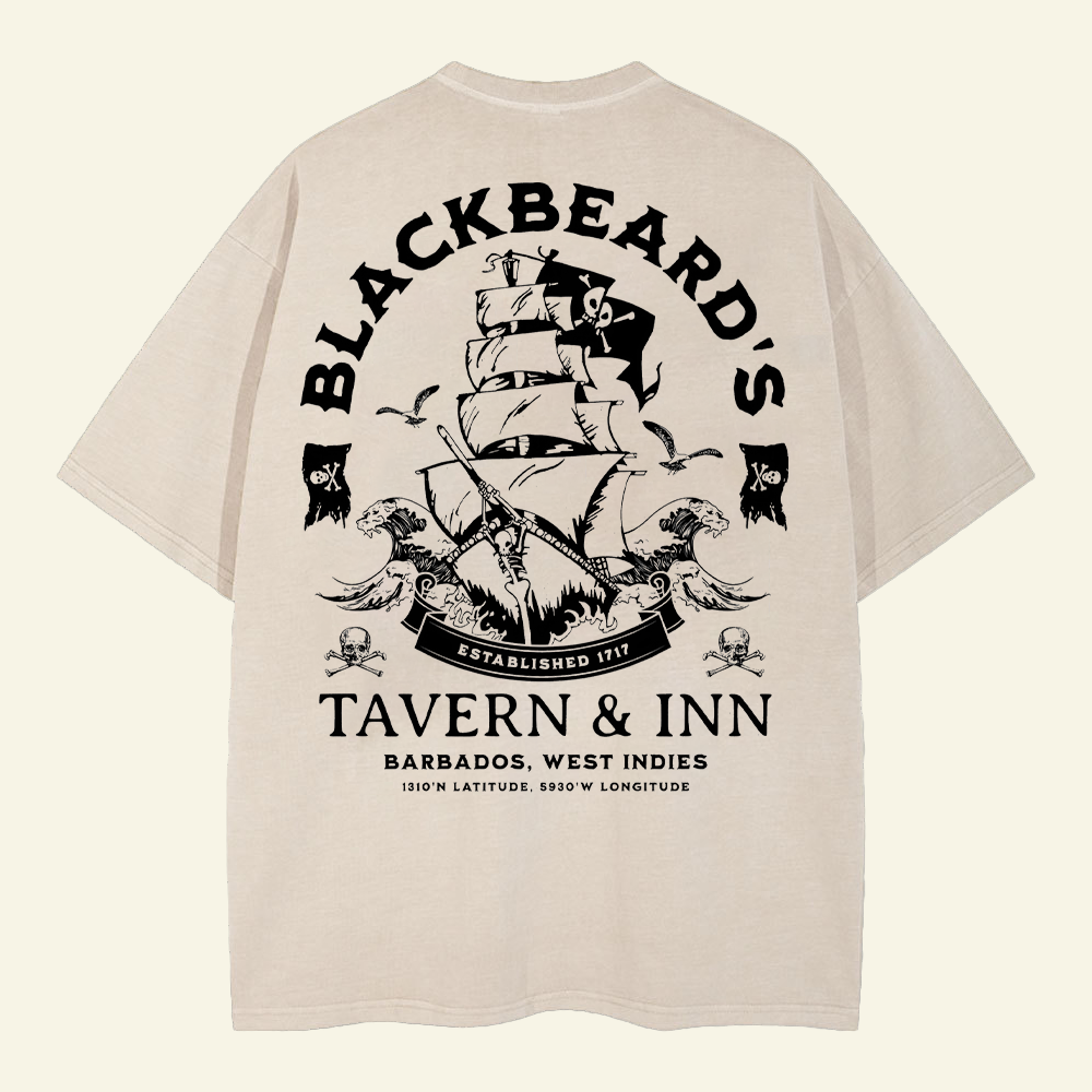 Blackbeard's Tavern & Inn Printed Men's Washed Tee