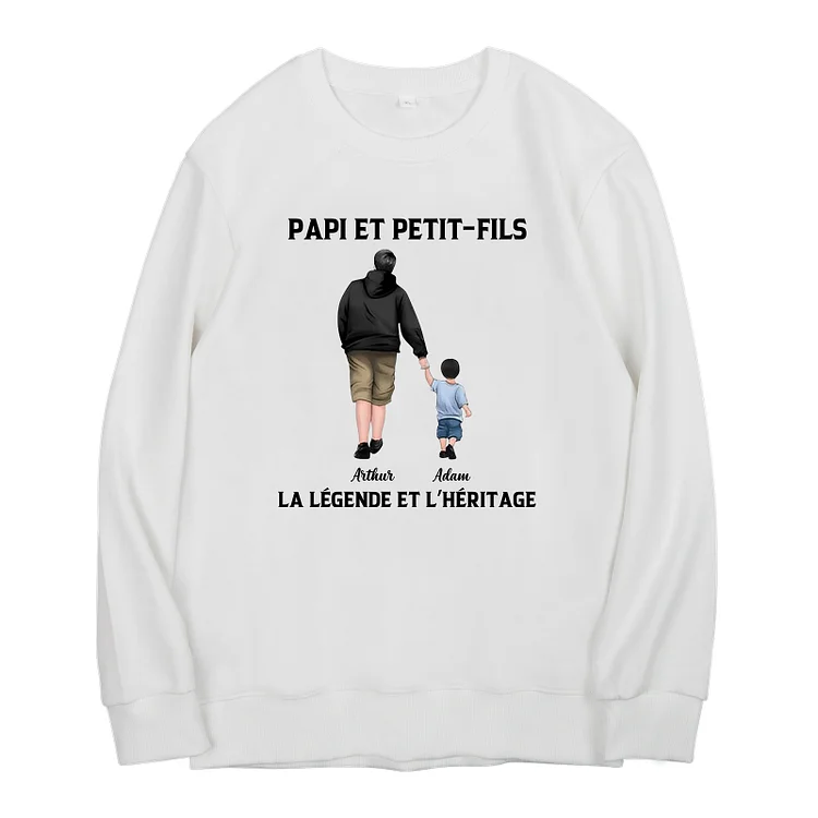 À mon Papi - Sweat-Shirt Papi et Petit-Fils 2 Prénoms Personnalisés