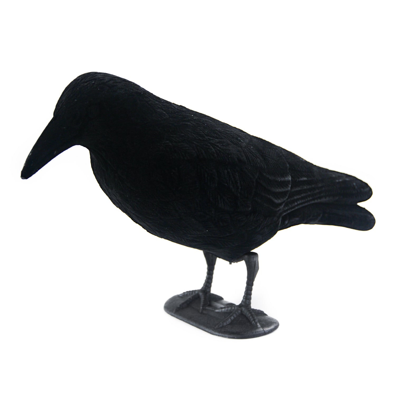 Flocked Crow Decoy Full Body Raven Trap w/ Stick Feet Stand Hunting