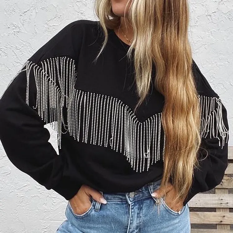 women's tassel casual pullover sweater