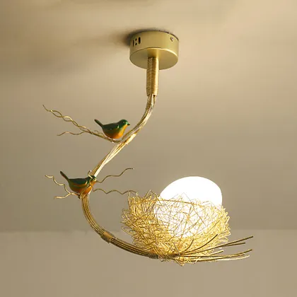 Eliza - Rustic Rustic Bird Egg Shaped Ceiling Chandelier 3 Lights Milk ...